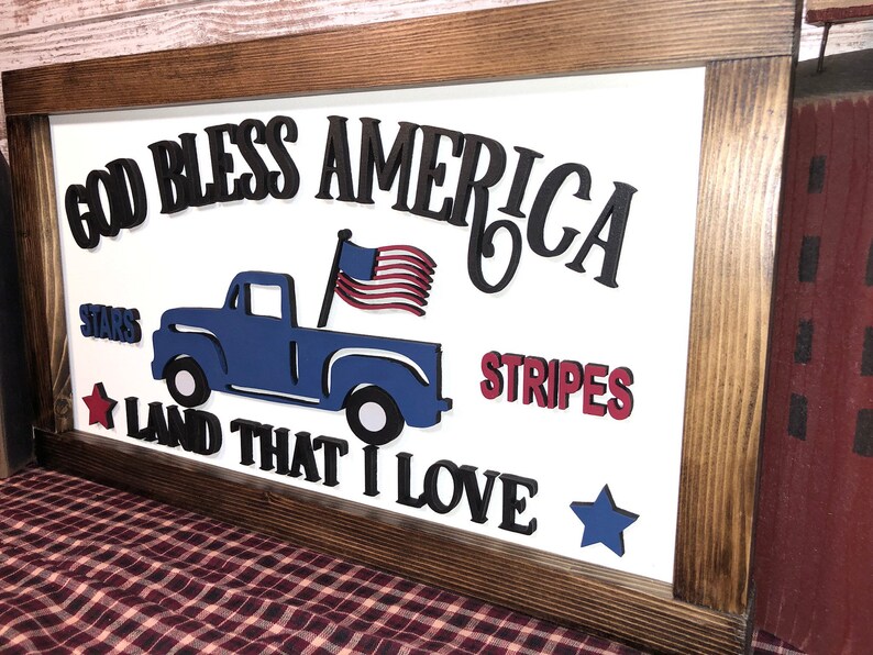 Patriotic Wooden Sign Americana Decor Vintage Truck America | Etsy