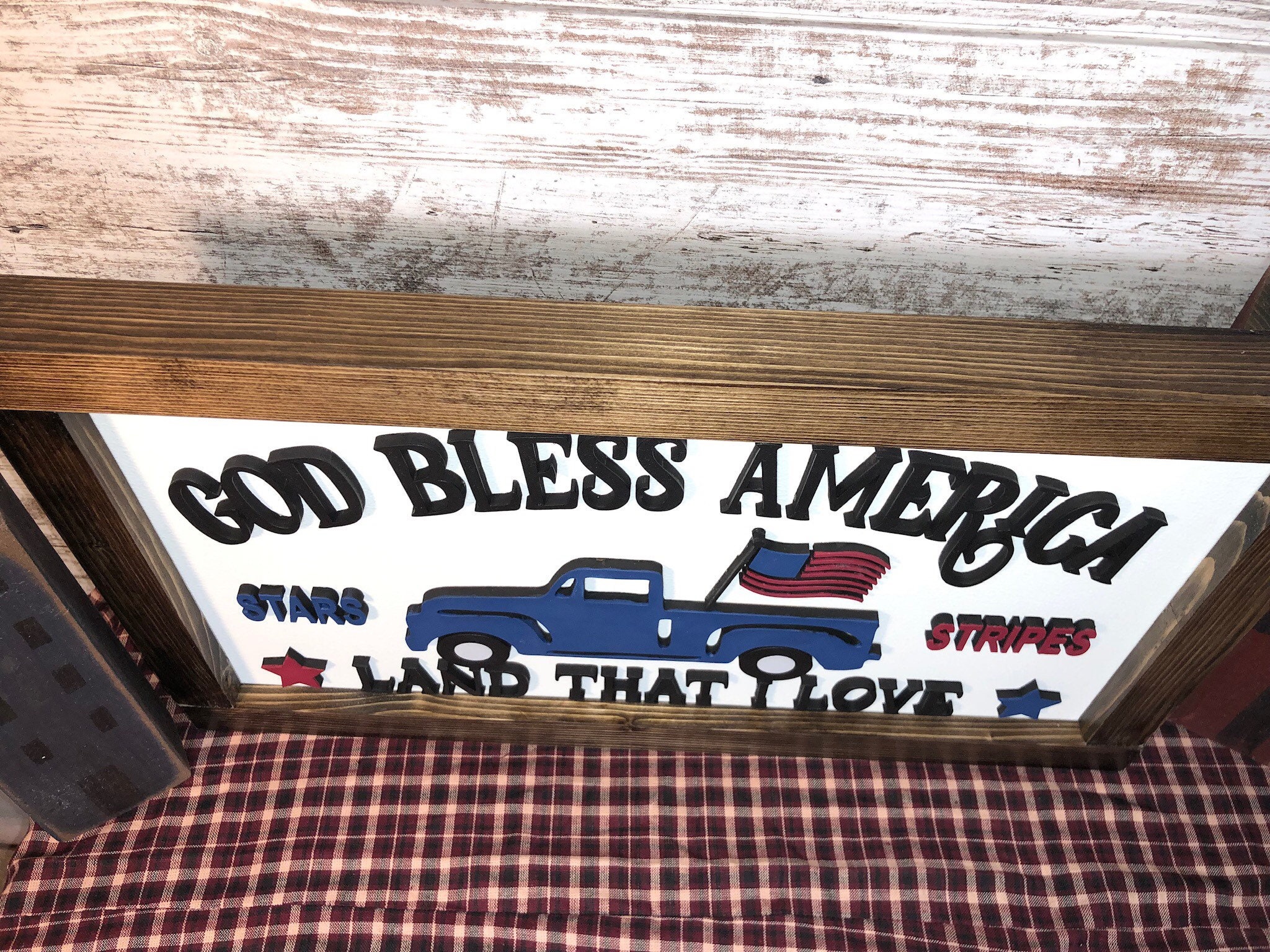 Patriotic Wooden Sign Americana Decor Vintage Truck America | Etsy