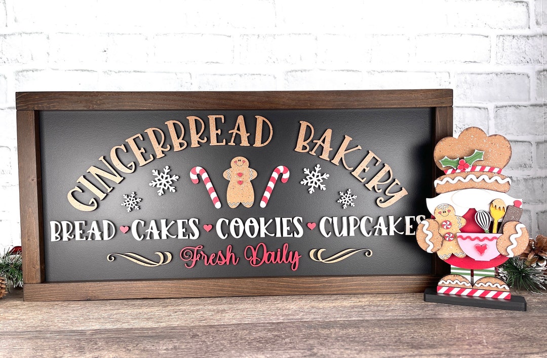 Mrs Claus Gingerbread Bakery Sign, Kitchen Wall Decor, Farmhouse ...