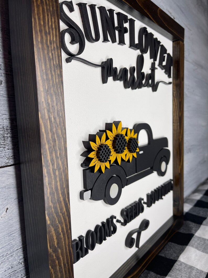 Sunflower Sign, Truck Sign, Sunflower Decor, 3D Sign, Fall Sign, Autumn ...