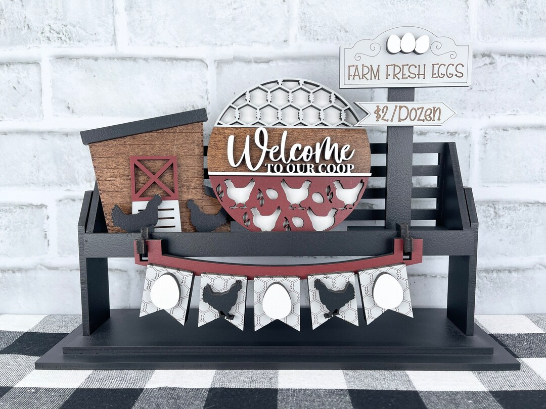 Chicken Raised Shelf Inserts, Farm Tiered Tray, Chickens Tiered Tray ...