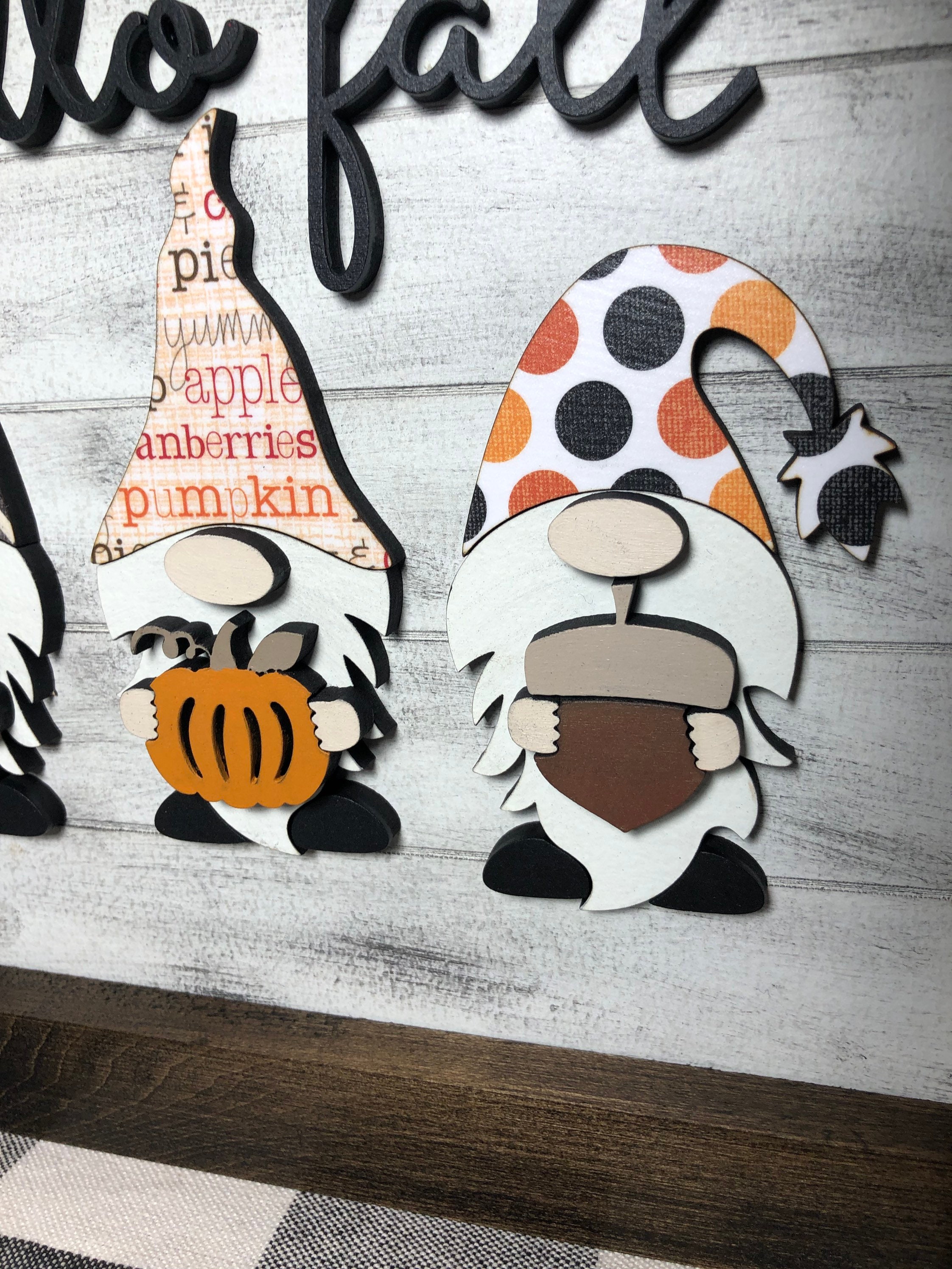 Gnome Fall Sign Hello Fall Sign Buffalo Plaid Decor | Etsy