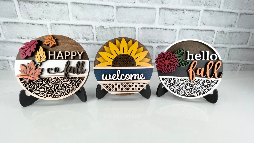 Entry Way Decor, Hello Fall Round Sign, Fall Door Hanger, Sunflowers ...