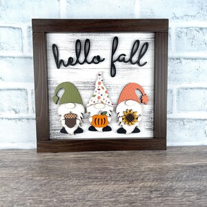 Gnome Fall Sign, Hello Fall Sign, Buffalo Plaid Decor, Pumpkins, Tiered ...