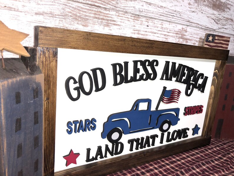 Patriotic Wooden Sign Americana Decor Vintage Truck America | Etsy