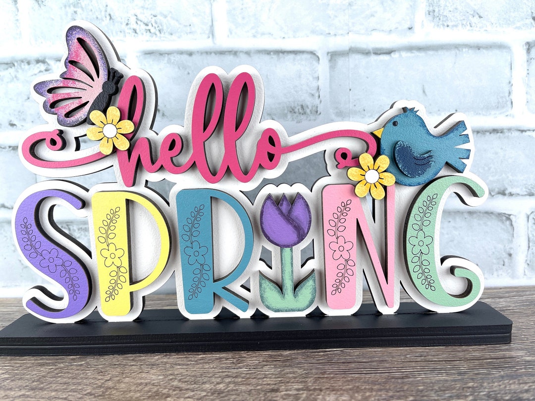 Hello Spring Word Block, Spring Decoration, Mantel Decoration, Spring ...