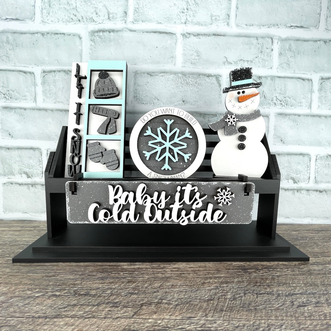 Winter Interchangeable Sign, Winter Tiered Tray, Winter Decor, Raised ...