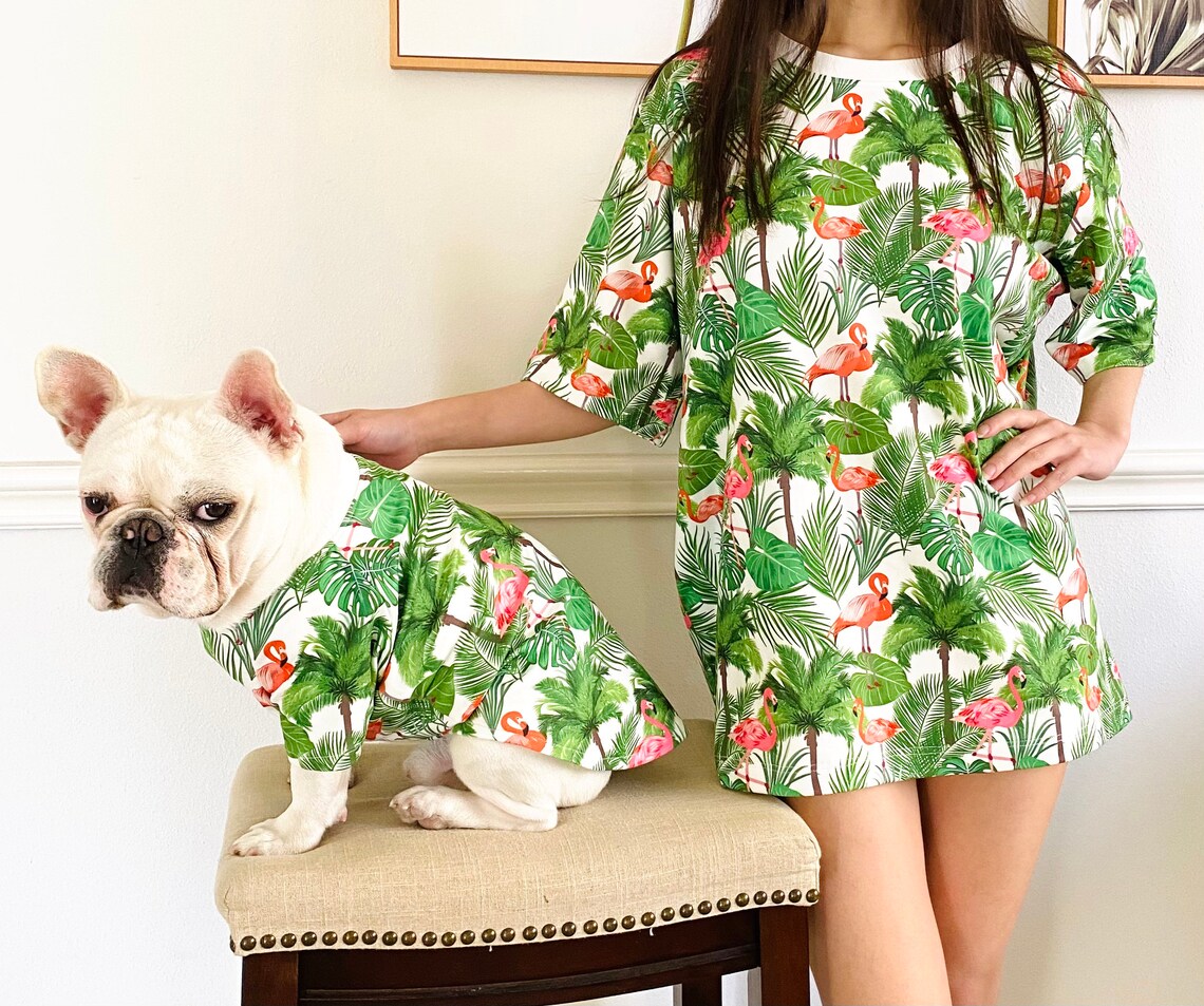 Matching Pet Owner Set Dog Cat Pink Flamingo Palm Leaf Summer - Etsy