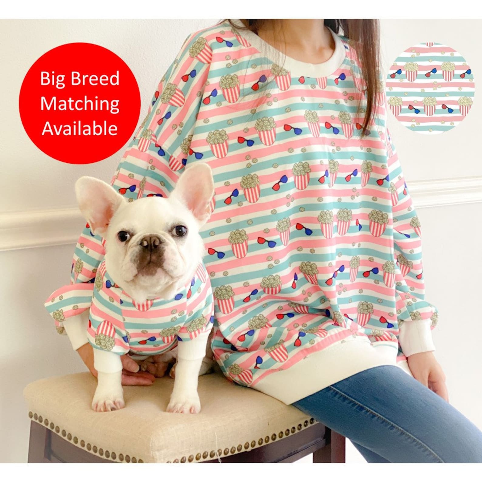 Matching Pet Owner Set for Pets Cat Small Big Dog Parent Popcorn and ...