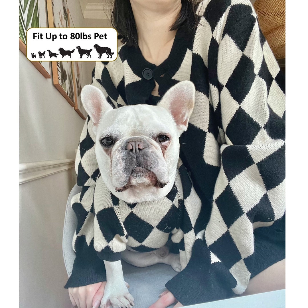 Pet and Owner and Family Matching Sweater Cardigan Set, Black Diamond ...