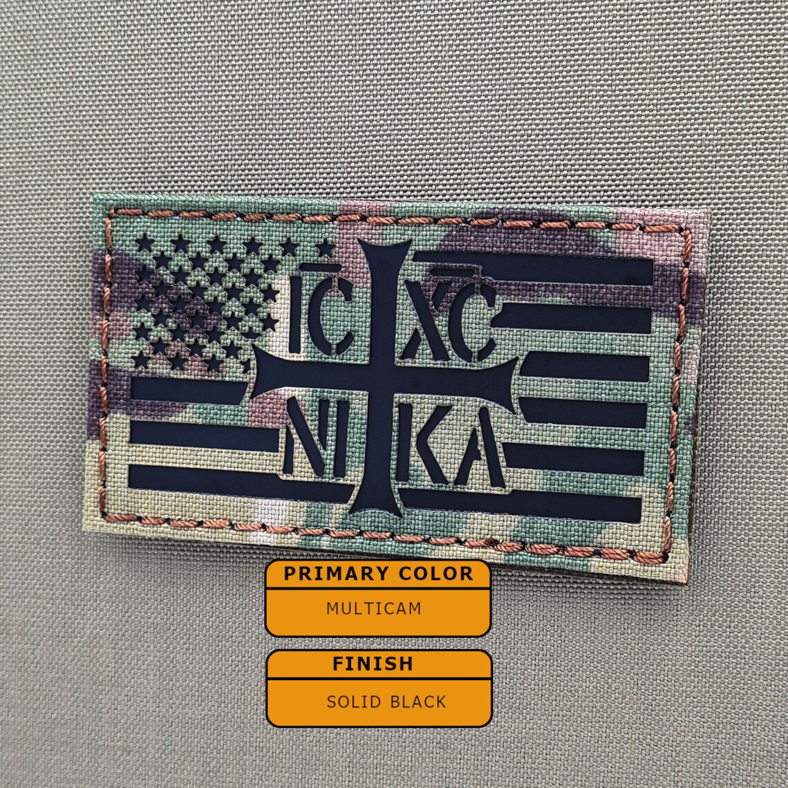 ICXC NIKA USA Flag Christogram Cross Orthodox 2"x3.5" Laser Cut Patch ...