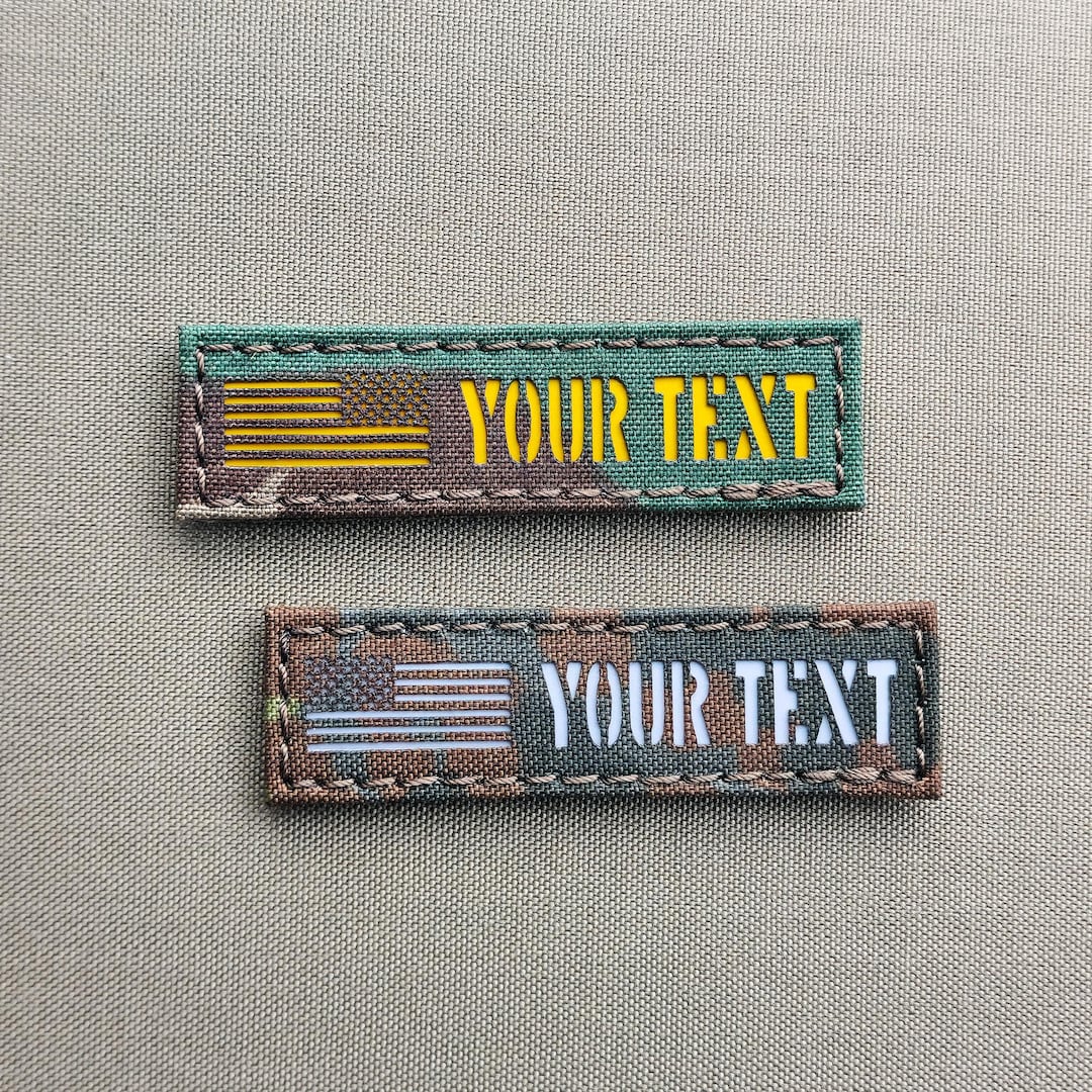 Custom Name Tape 1″x3.5″ Your Text With USA America Flag Lasercut Patch ...