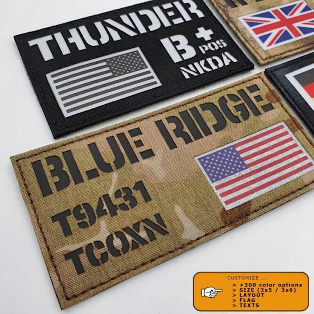 Custom ID Patch, Full Color Flag, 3 Text Lines (3x6) - Etsy