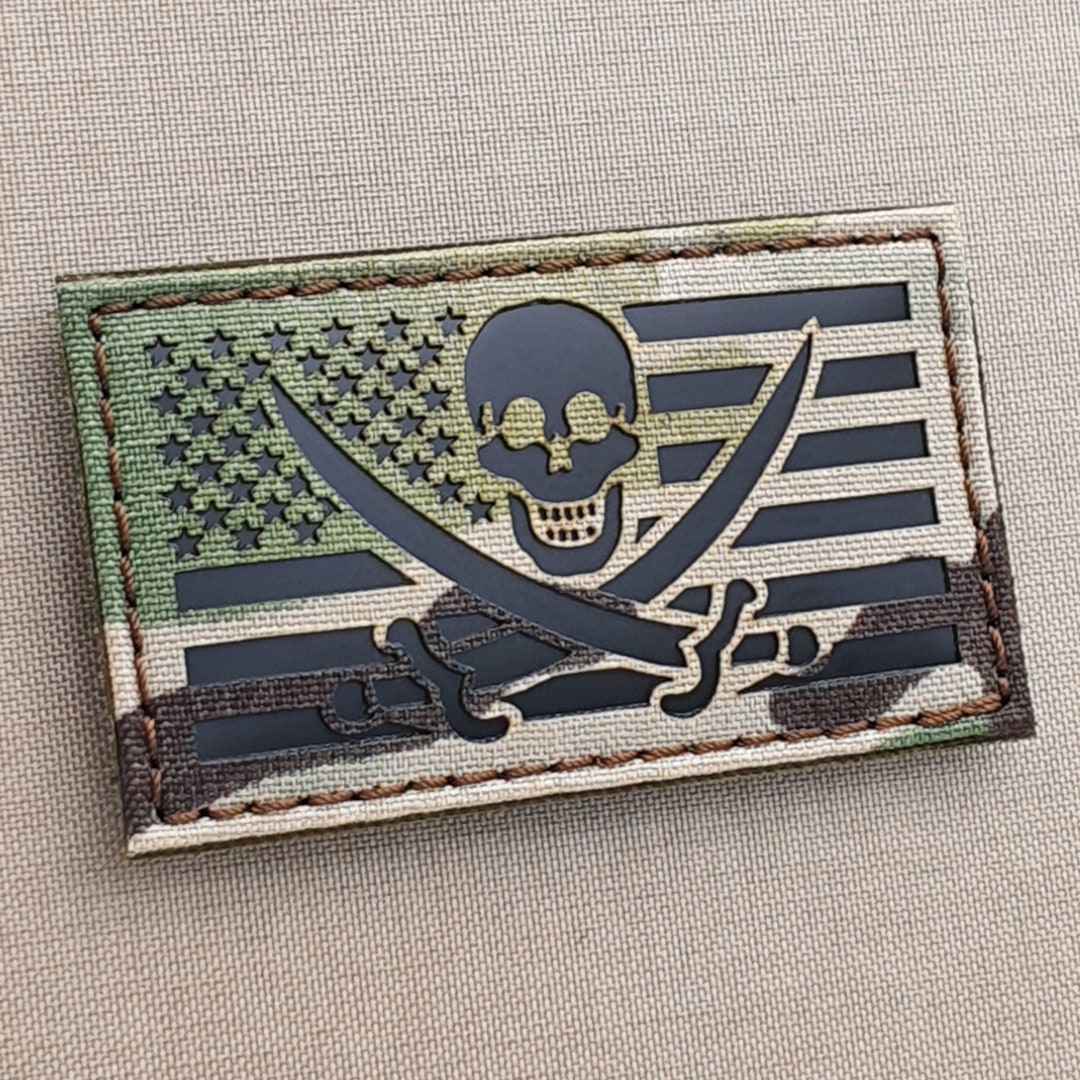 Jolly Roger Calico Jack USA Flag Pirate American Jack Rackham 2.1"x4 ...