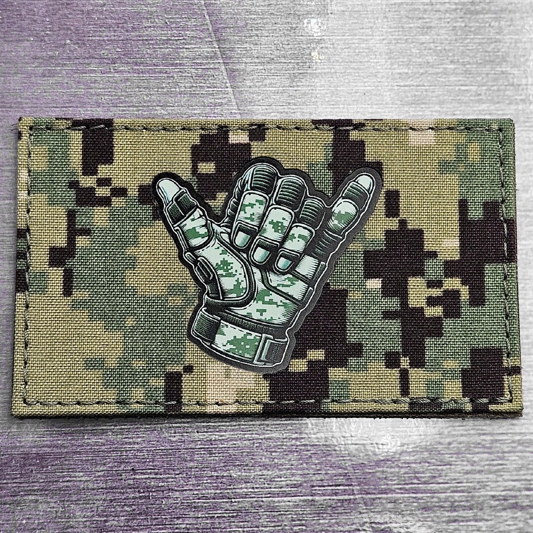Woodland Shaka Sign Military Tactical Glove Hang Loose Vinyl 3x5 Laser ...