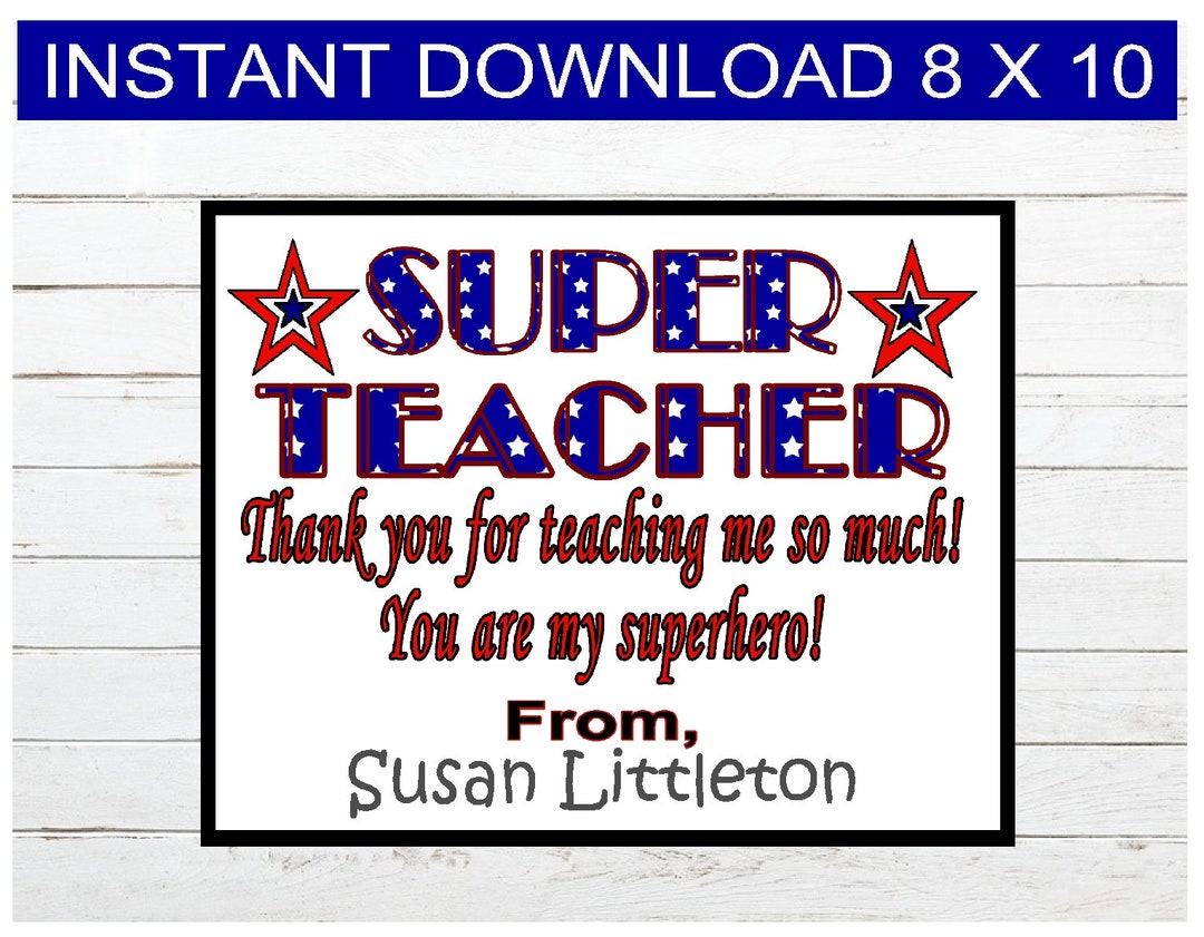 Teacher Appreciation Teacher End of Year Teacher Sign - Etsy
