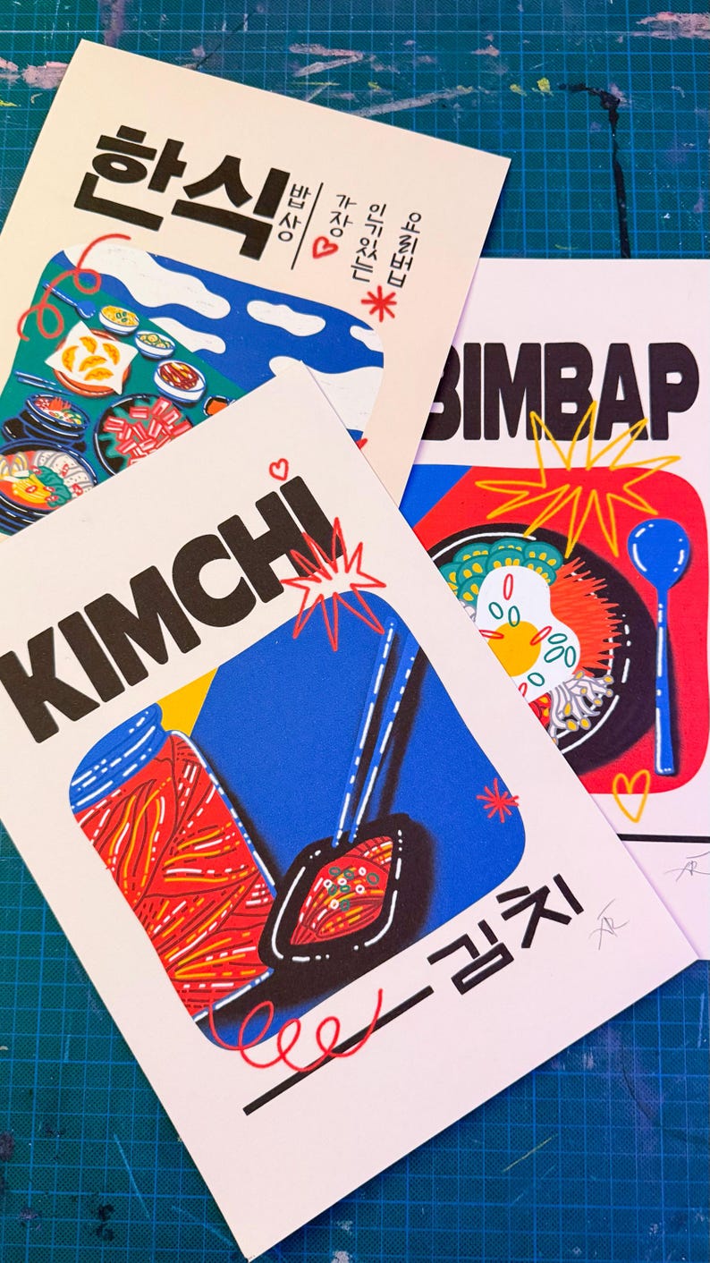 Kimchi Art Print: Retro Korean Food Poster - Etsy