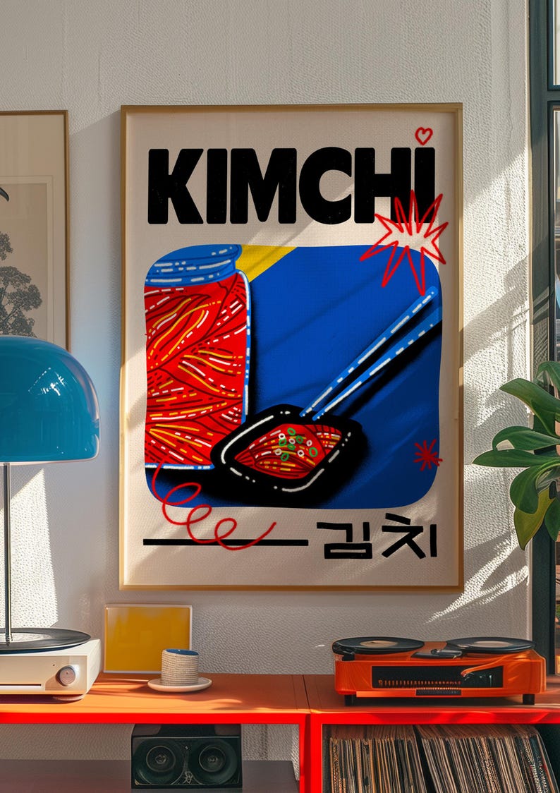 Kimchi Art Print: Retro Korean Food Poster - Etsy