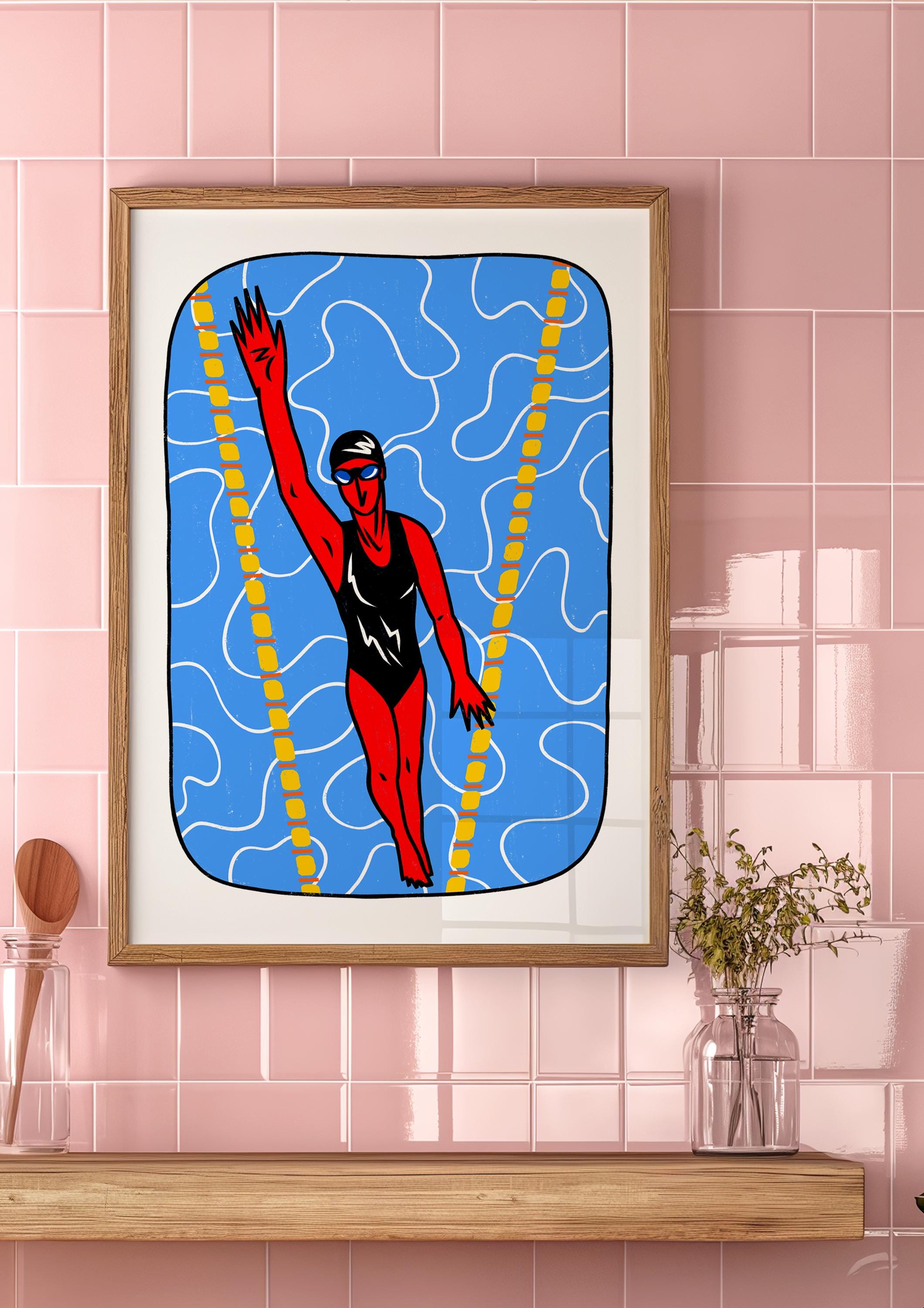 Swimming Poster, Swim Art Print, Competition Games Trendy Decor ...