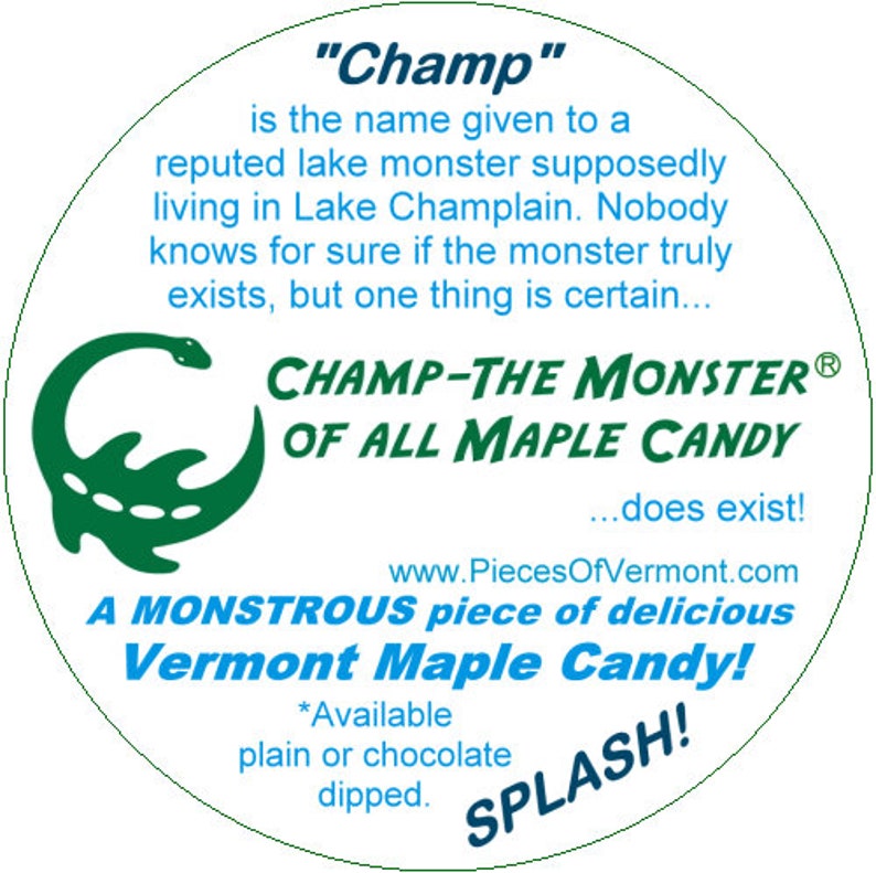 CHAMP the Monster of All Maple Candy... It Does Exist - Etsy