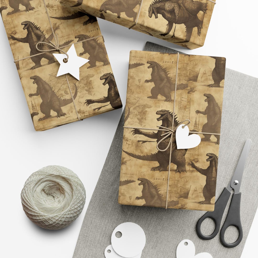 Old World Ancient Godzilla Gift Wrapping Paper Anime Gift Godzilla ...
