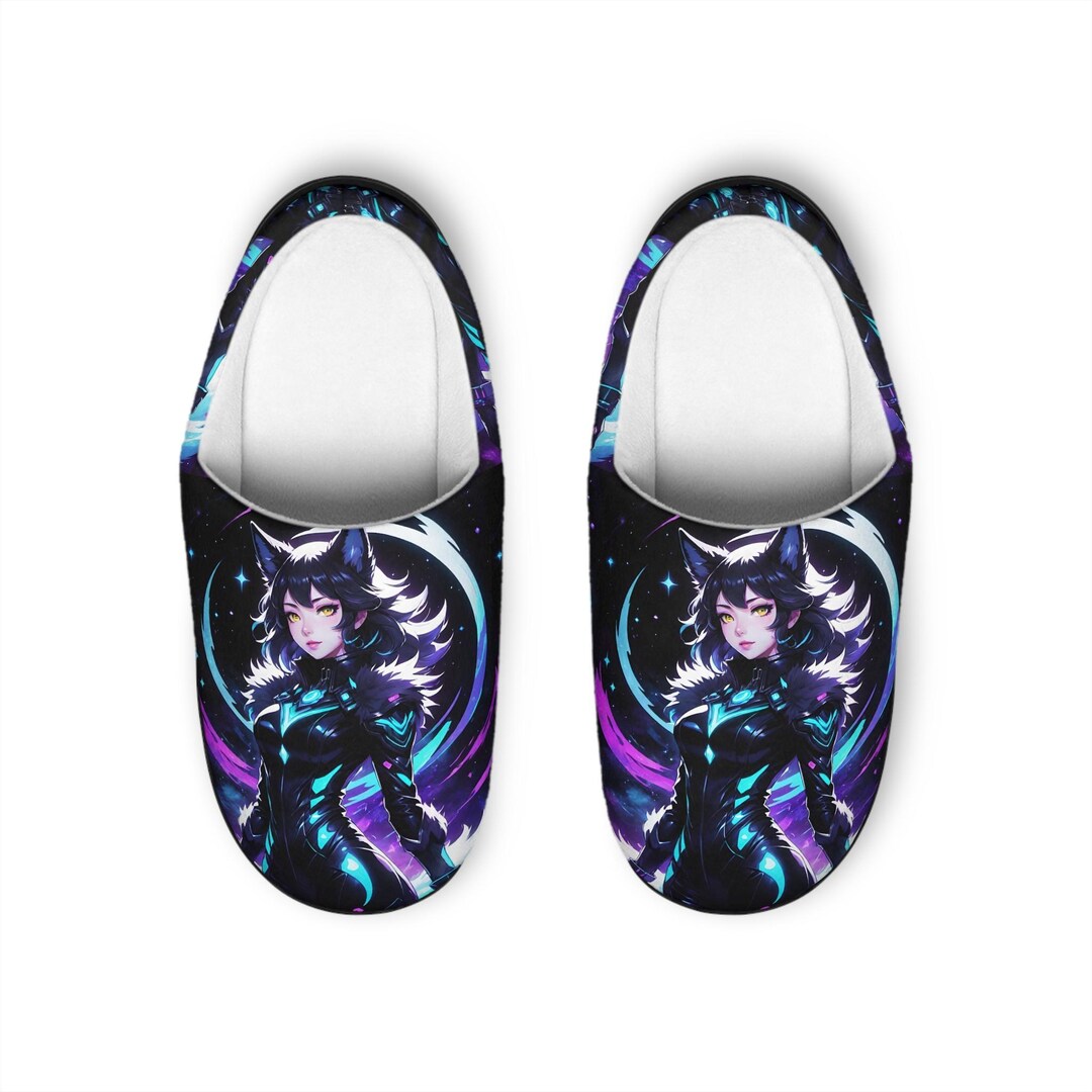 Anime Slippers, Vtuber Black Wolf Girl, Twitch Model Footwear, Indoor ...