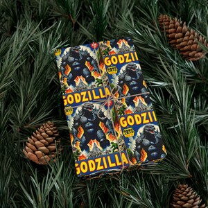 Godzilla Gift Wrap Paper, Vintage Godzilla Wrapping Paper, Birthday ...