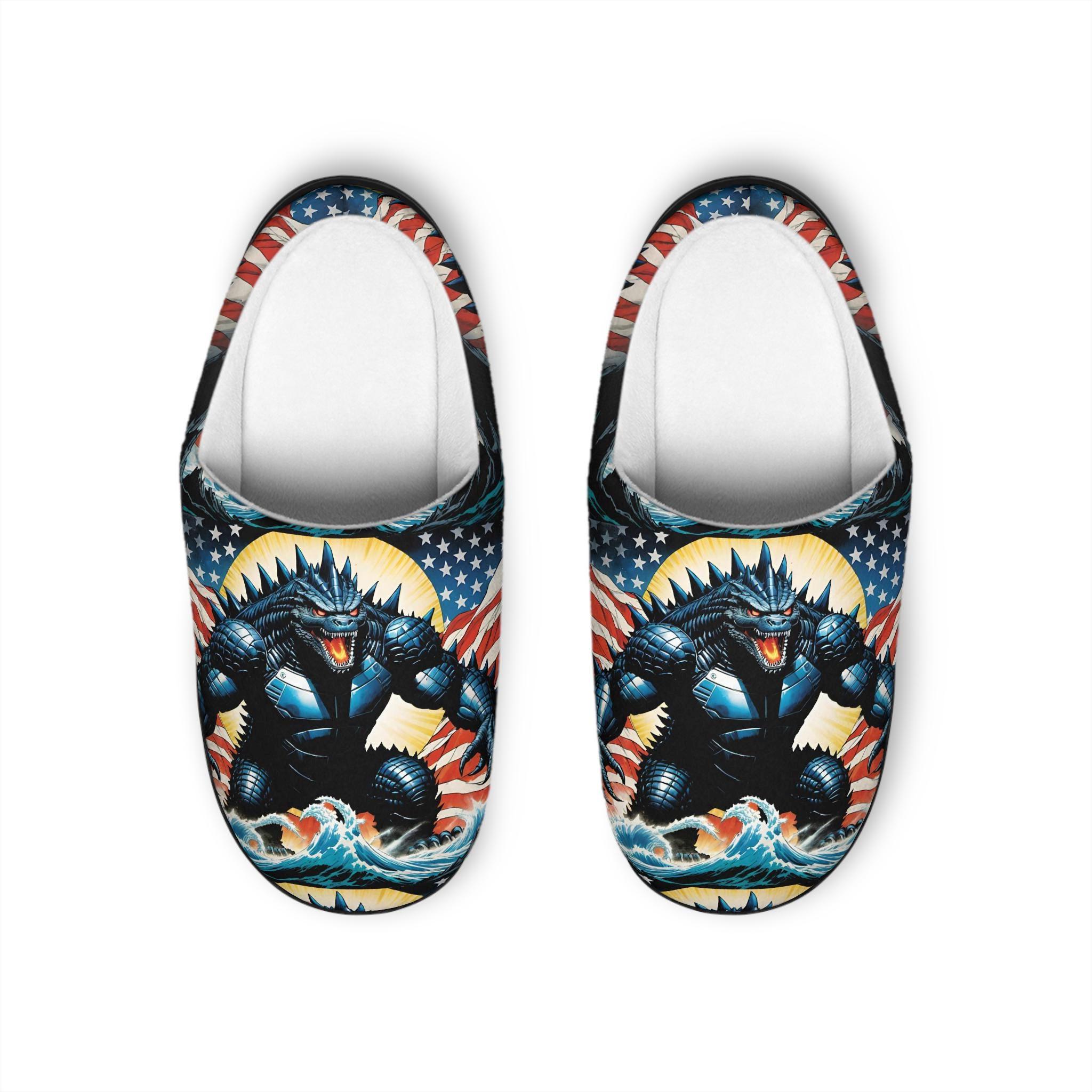 Godzilla USA Patriotic Slippers, Men's Indoor Slippers, Gifts for Guys ...
