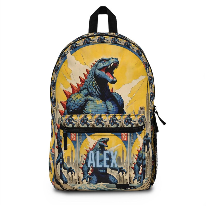 Personalized Vintage Look Godzilla Backpack, Fantasy Monster Backpack ...