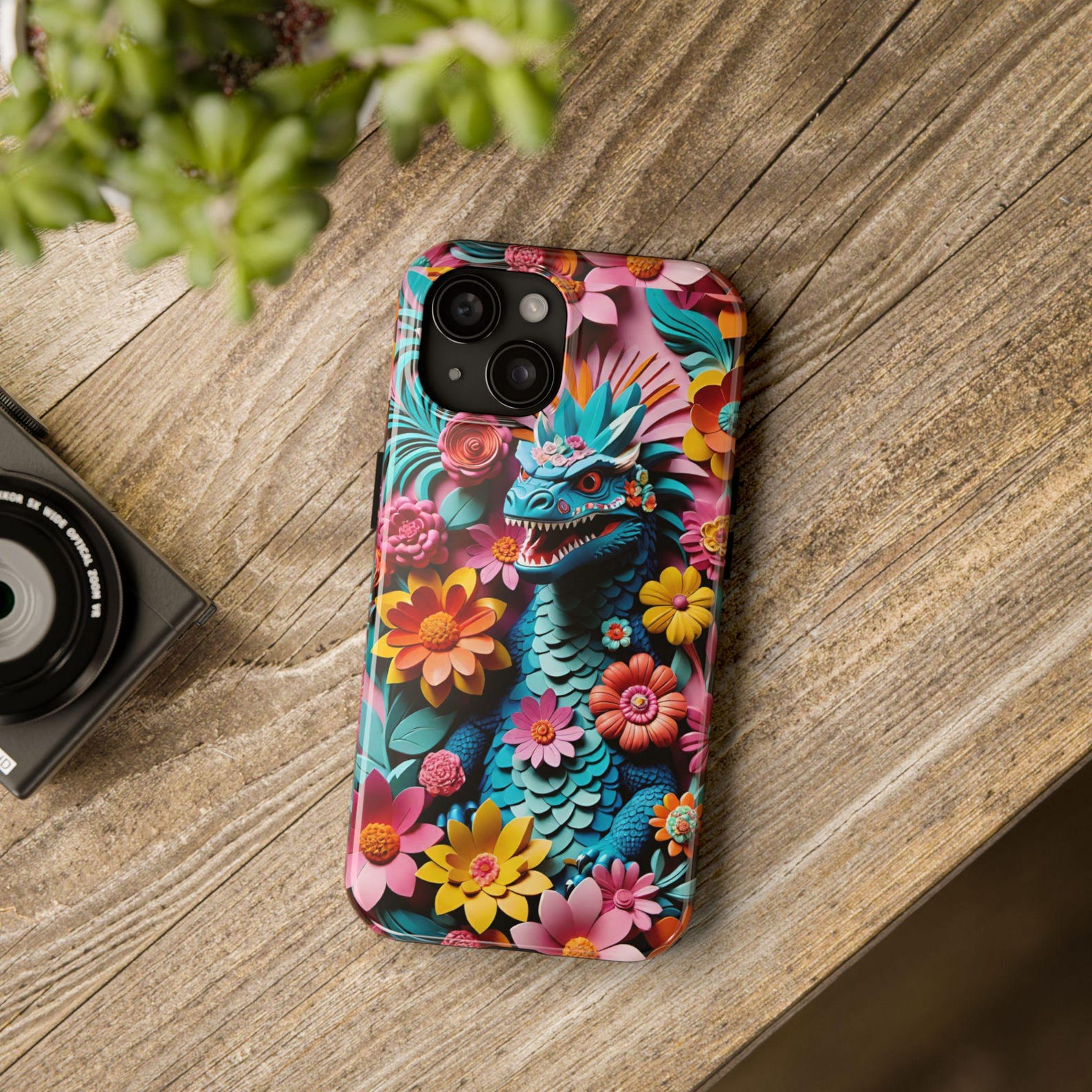 Godzilla Day of the Dead Phone Case Tough Phone Cases, Dragon Floral ...