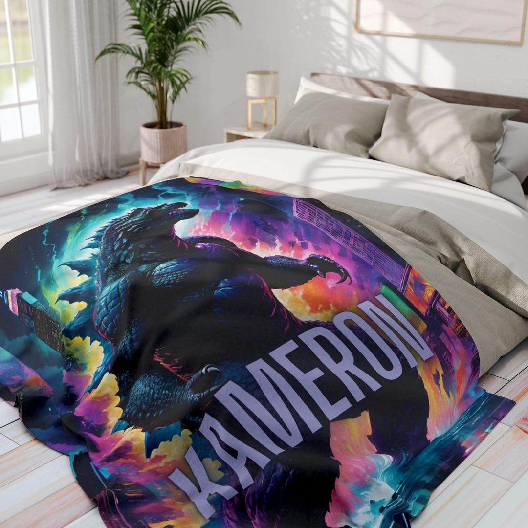 Personalized Electric Godzilla Throw Arctic Fleece Blanket, Godzilla ...