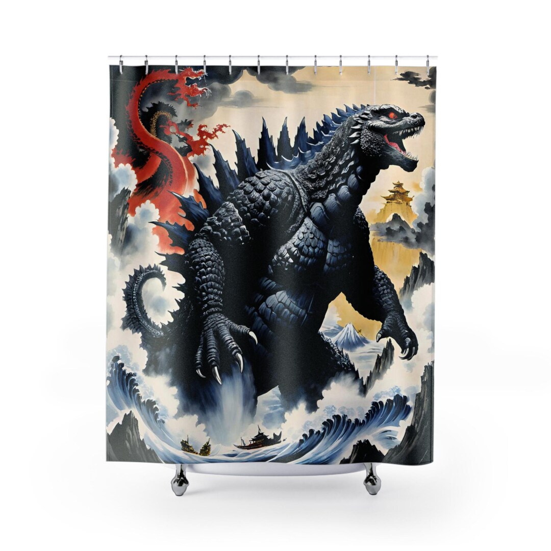 Godzilla Traditional Japanese Style Shower Curtain 71 X 74 - Etsy