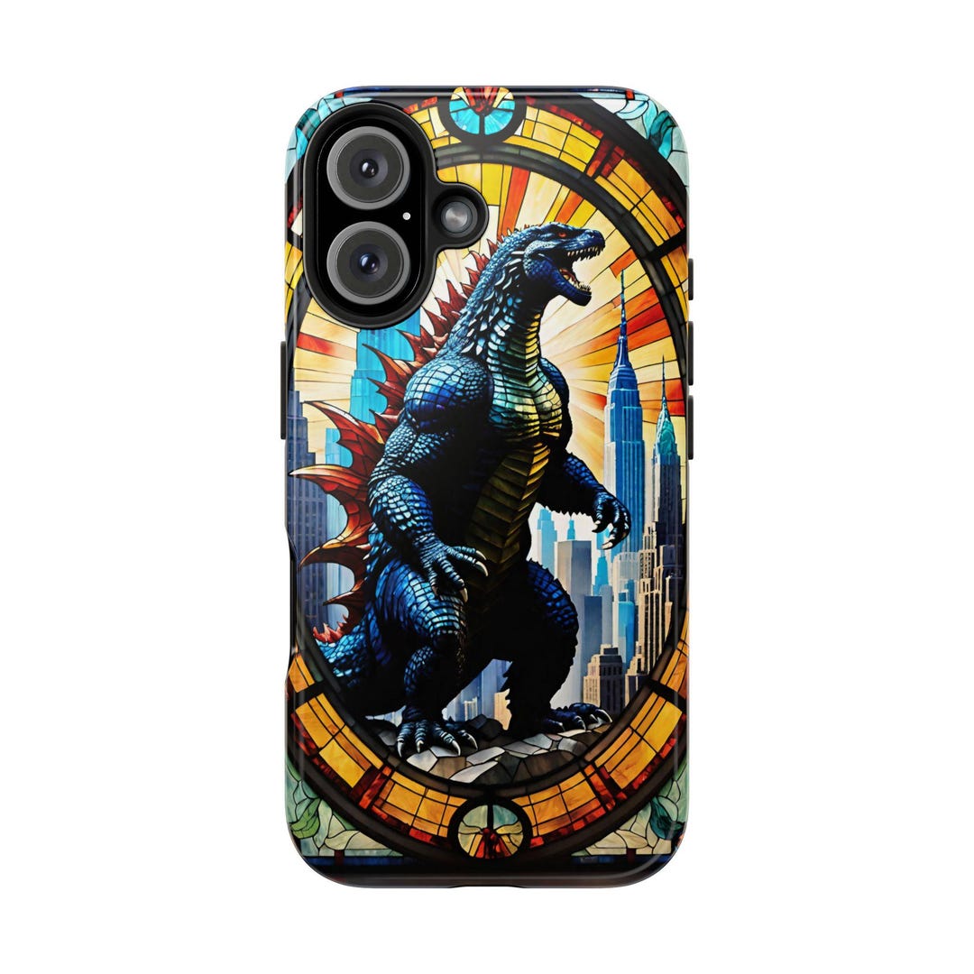 Godzilla Phone Case, Stained Glass Design, Tough Phone Case, Dad Gift ...