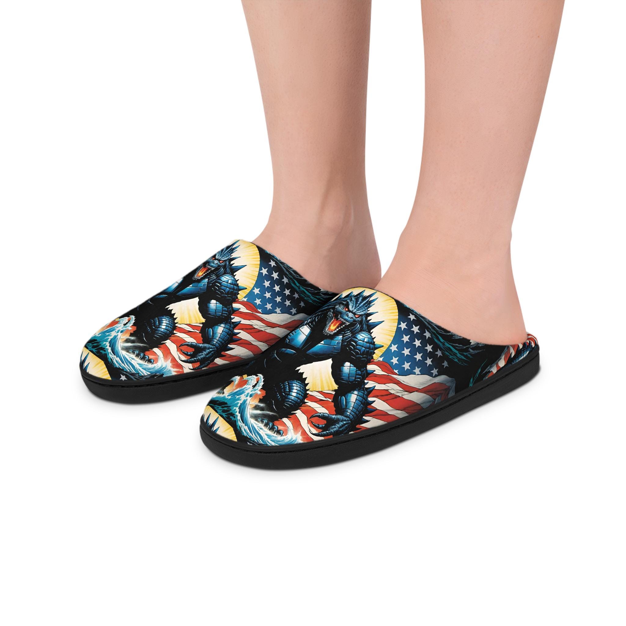 Godzilla USA Patriotic Slippers, Men's Indoor Slippers, Gifts for Guys ...