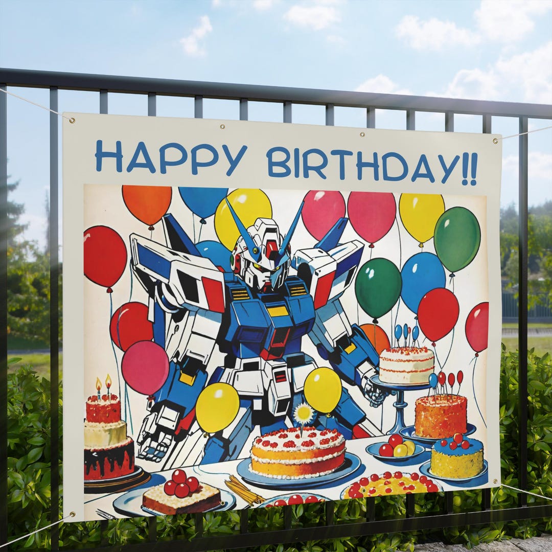 Gundam Happy Birthday Banner, Japanese Manga Anime Themed Party, Custom ...