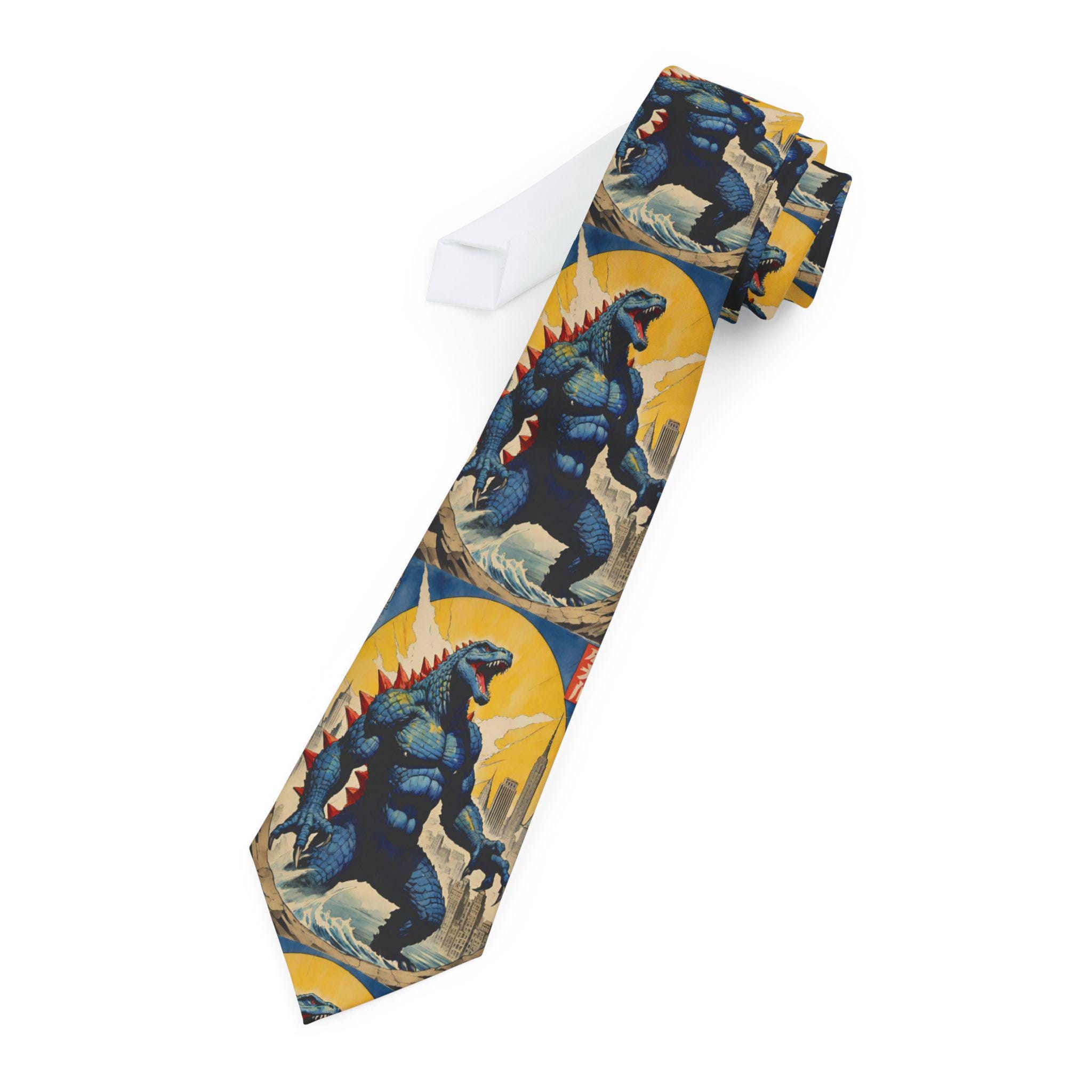 Vintage Godzilla Necktie Godzilla Tie Dad Gift Godzilla Fan Gift ...