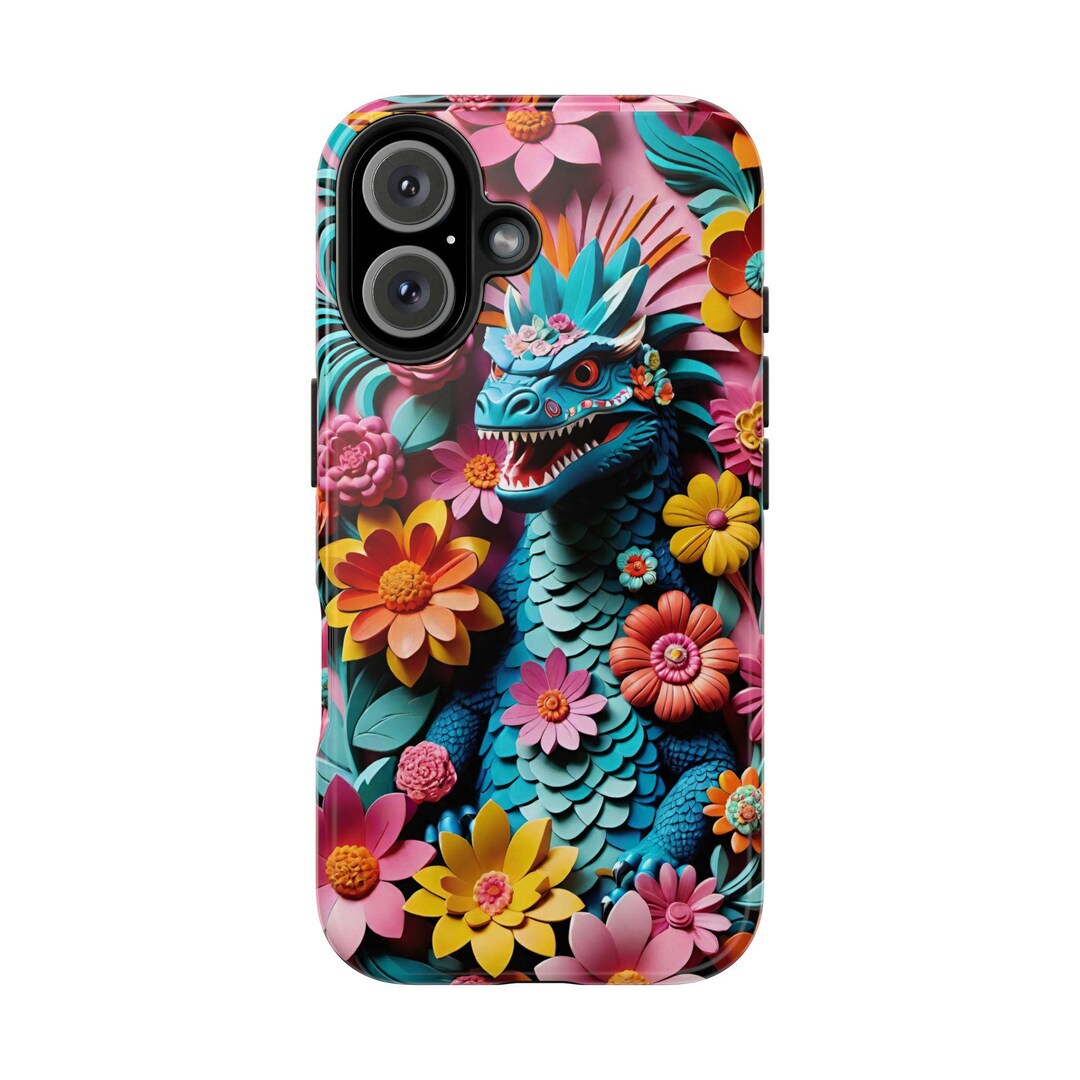 Godzilla Day of the Dead Phone Case Tough Phone Cases, Dragon Floral ...