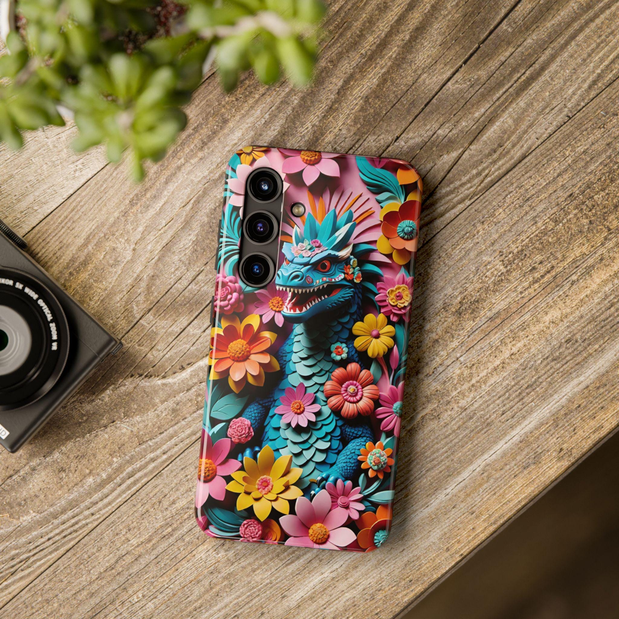 Godzilla Day of the Dead Phone Case Tough Phone Cases, Dragon Floral ...