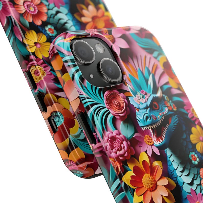 Godzilla Day of the Dead Phone Case Tough Phone Cases, Dragon Floral ...