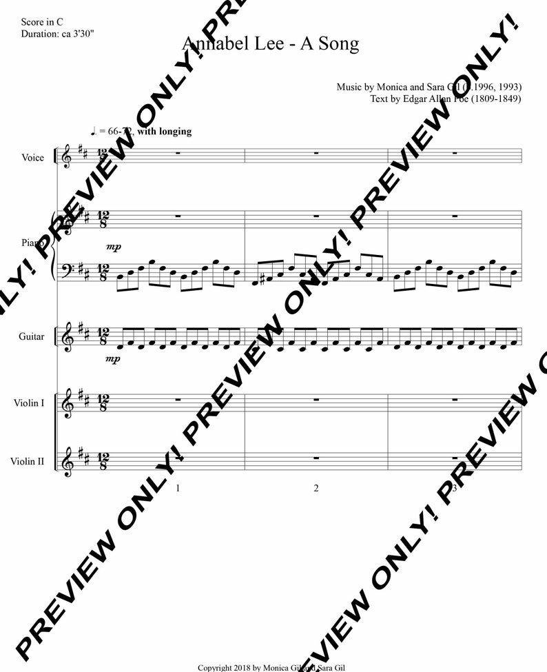 Sheet Music for Annabel Lee - A Song - Etsy