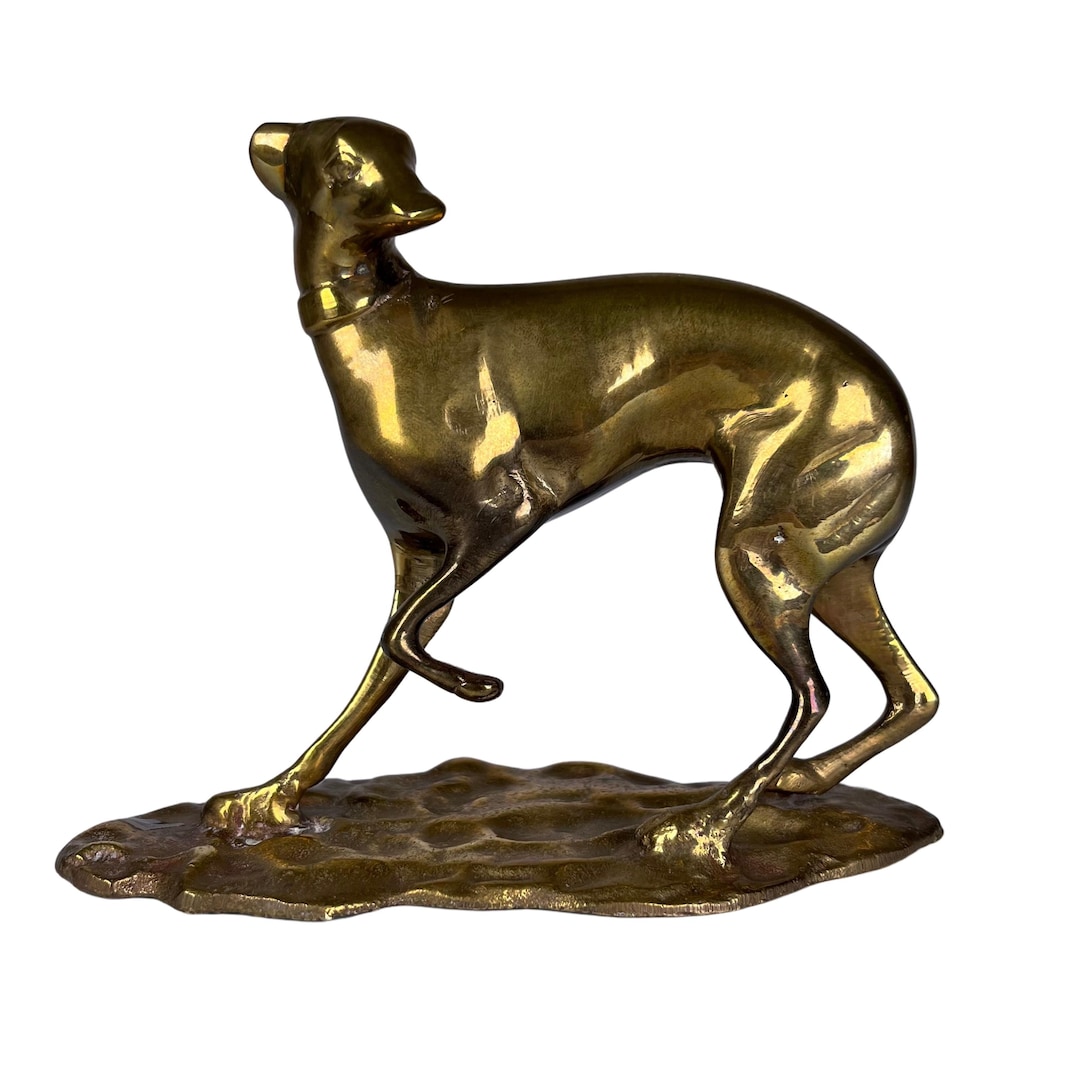 Vintage Brass Greyhound Dog Sculpture, Mid Century Art Deco Brass Dog ...