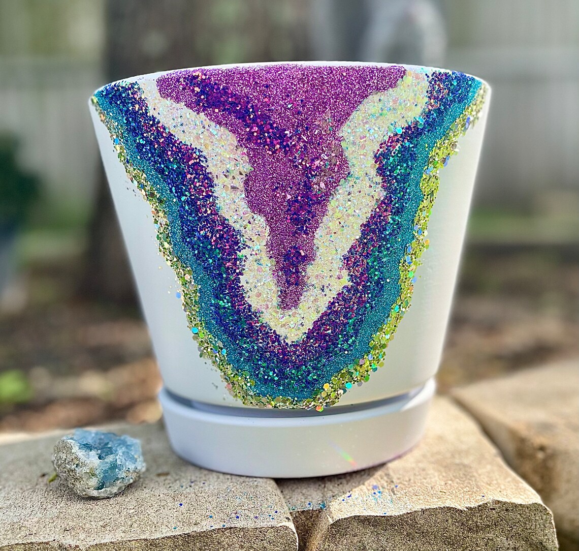 8 Glitter Geode Planter succulent Planter Crystal Decor Flower Pot - Etsy