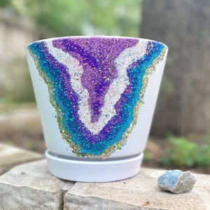 8 Glitter Geode Planter succulent Planter Crystal Decor Flower Pot - Etsy