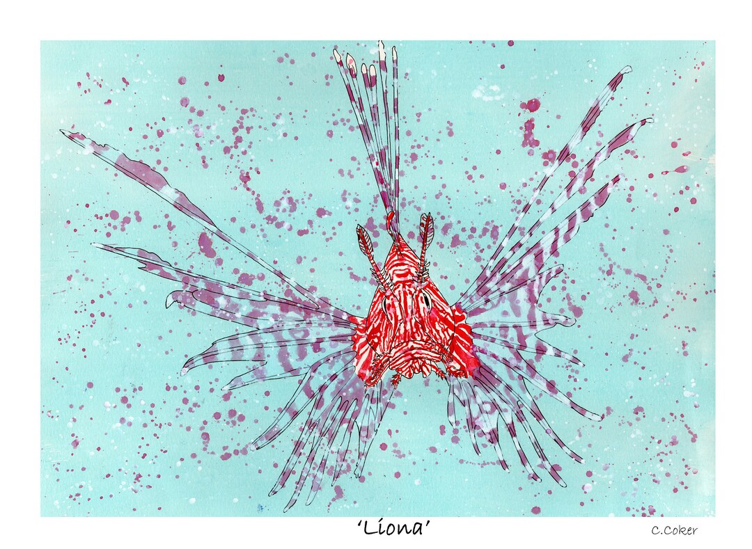 Unframed Liona the Lion Fish Print - Etsy
