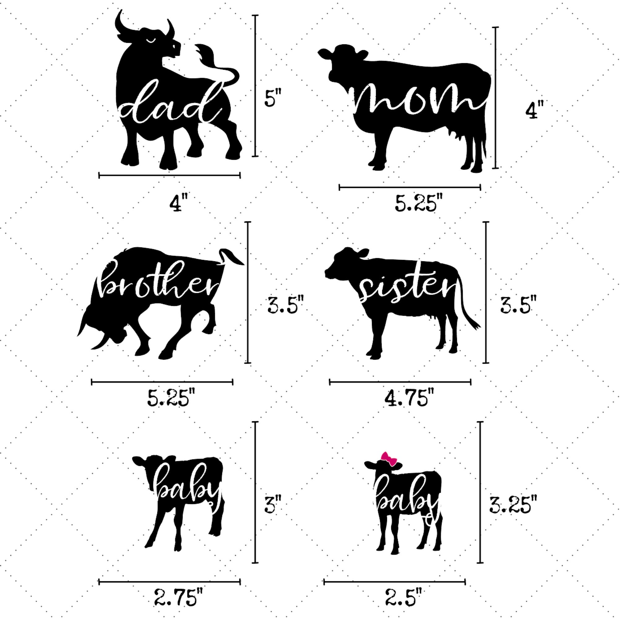Cow Family Car Decal, Custom Family Decal, Mama Heifer Sticker, Cow Car ...