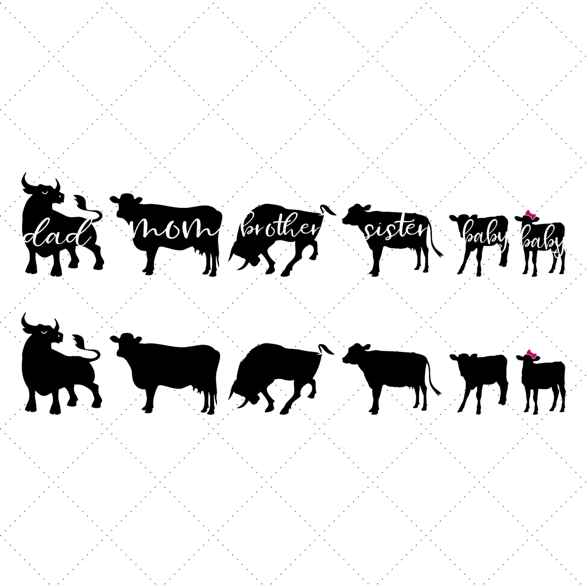Cow Family Car Decal, Custom Family Decal, Mama Heifer Sticker, Cow Car ...