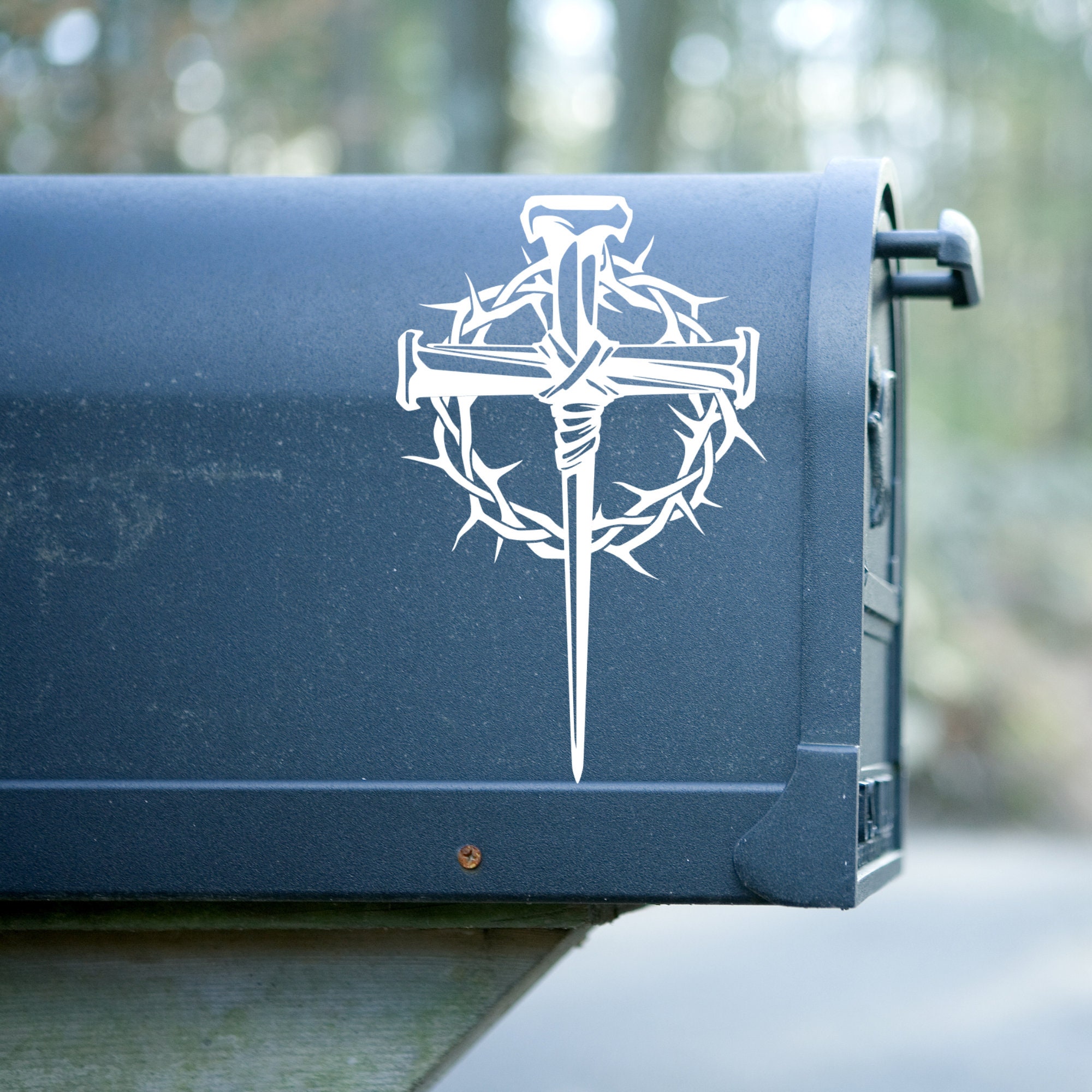 Cross and Nails Crown of Thorns Decal, Religious Cross Decal, Custom ...