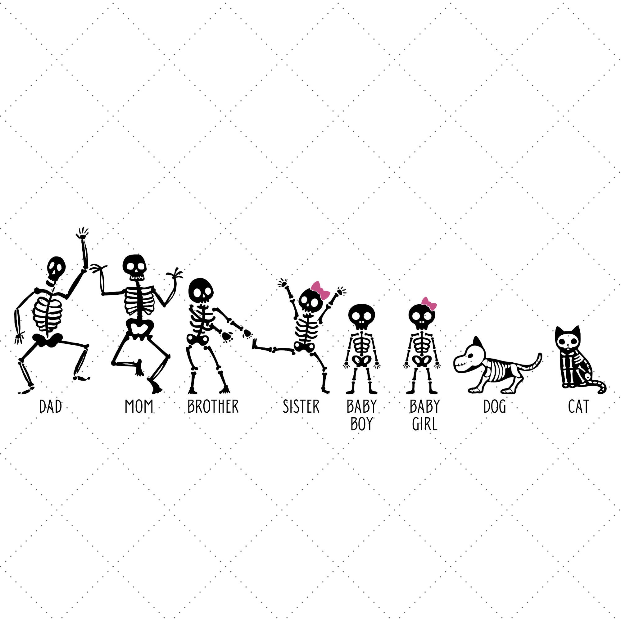 Skeleton Family Decal, Custom Family Car Decal, Dog Skeleton Sticker ...