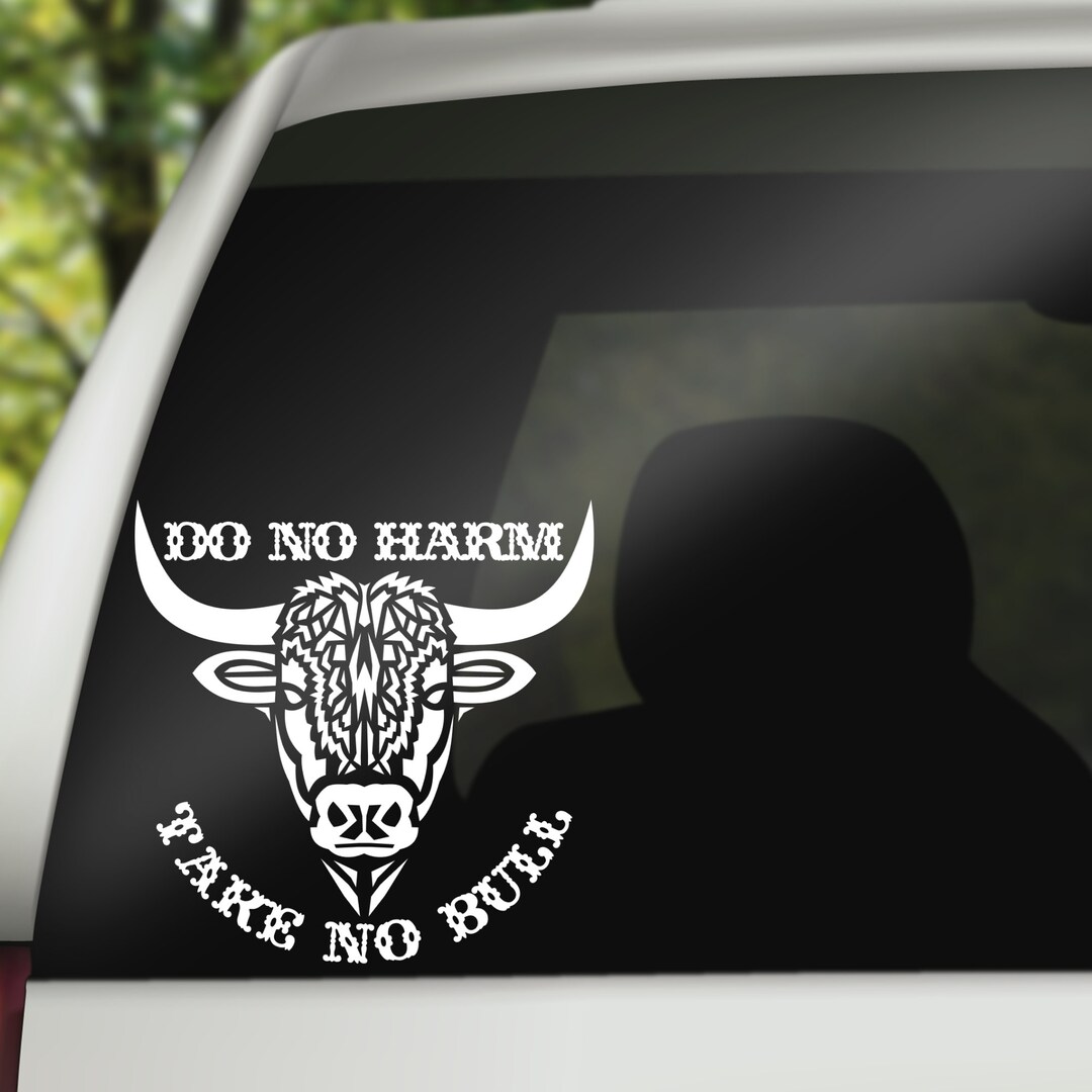 Do No Harm Take No Bull Car Decal, Aztec Style Cow Sticker, Aztec Art ...