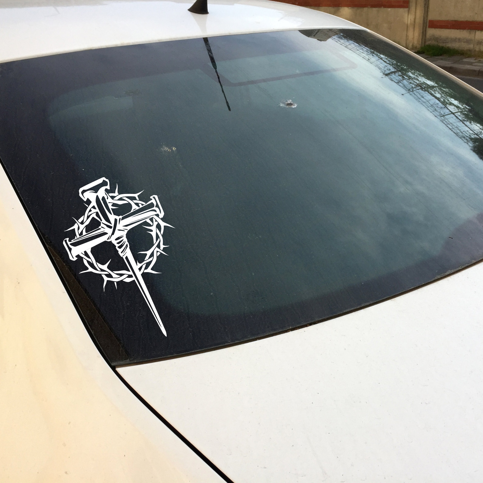 Cross and Nails Crown of Thorns Decal, Religious Cross Decal, Custom ...